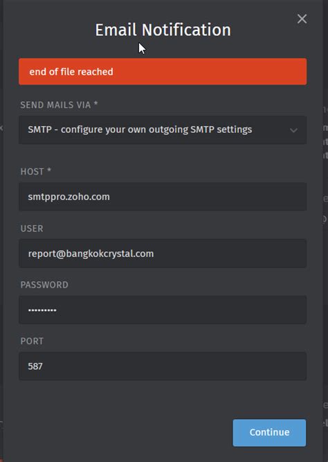 Email Notification Zammad Fail End Of File Reached Technical
