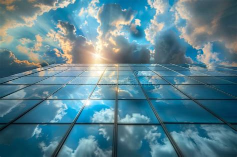 Bright Sun Rays Reflecting Off A Glass Fronted Building Stock Image