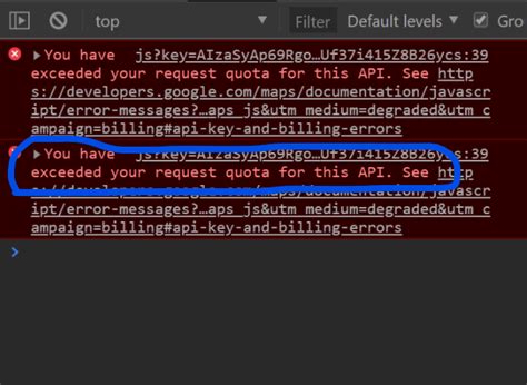 javascript you have exceeded your request quota for this api in