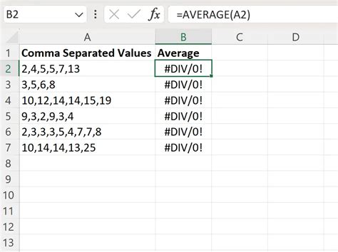 Excel Calcule A Média Dos Números Separados Por Vírgulas Estatologia