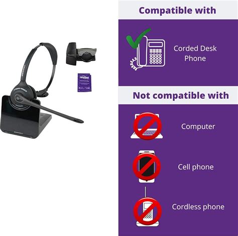 Plantronics CS Wireless Headset System Bundle With Lifter And Headset Advisor Wipe Renewed
