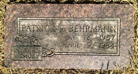 Patrick Francis Behrmann 1957 1984 Find A Grave Memorial