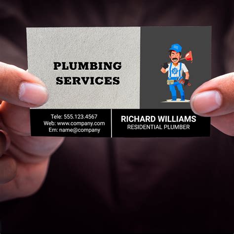 Plumbing Services Plumber Man Business Card Zazzle Modern