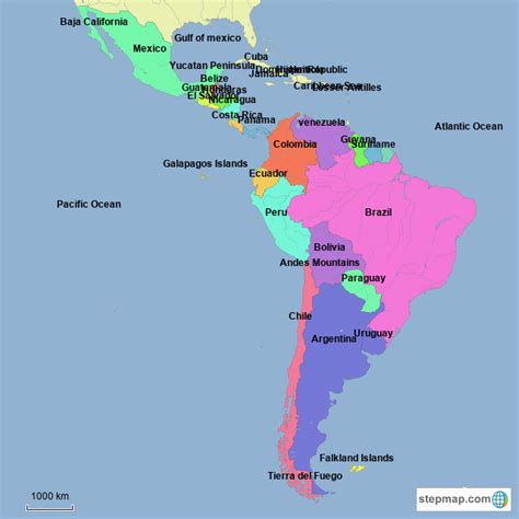 Map Of Central And South America