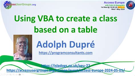 Access Europe Using Vba To Create A Class Based On A Table Wed 1