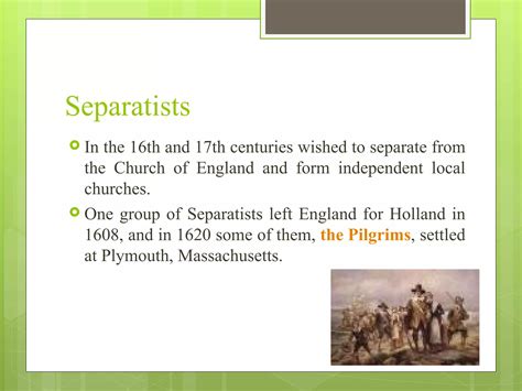 1 2 1 Puritan Separatists Protestants Pilgrims Ppt