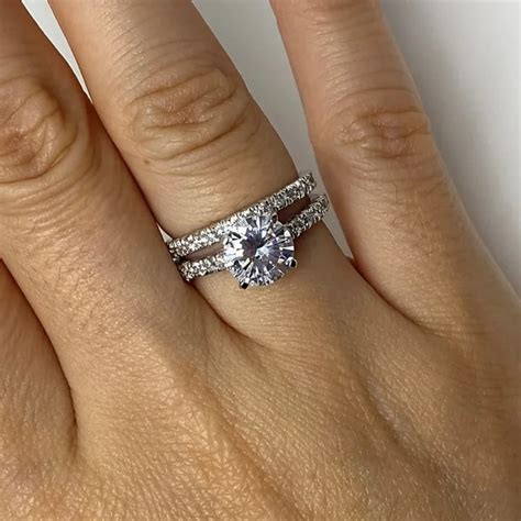 Fake Wedding Ring Set Simulated Diamond Good Quality Fake Engagement