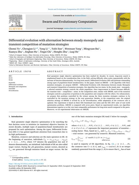 pdf differential evolution with alternation between steady monopoly
