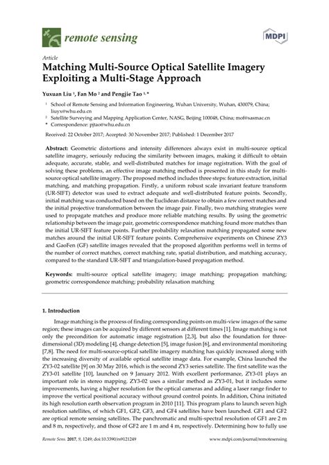pdf matching multi source optical satellite imagery exploiting a