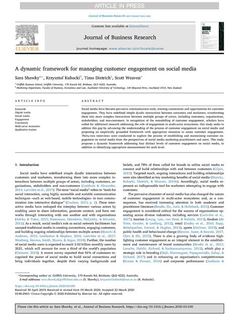 a dynamic framework for managing customer engagement on social media q1 contents lists