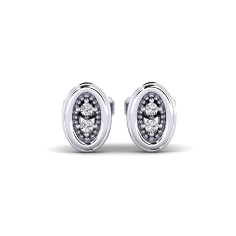 Buy 002 Carat Round Cut Moissanite 9ct White Gold Womens Earring