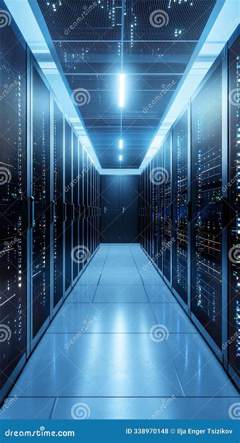 Modern Data Center With Rows Of Server Racks Big Data Cloud Computing