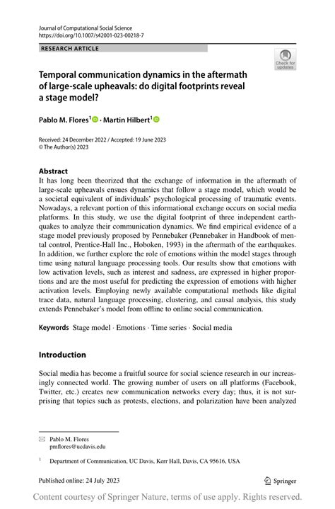 Pdf Temporal Communication Dynamics In The Aftermath Of Large Scale