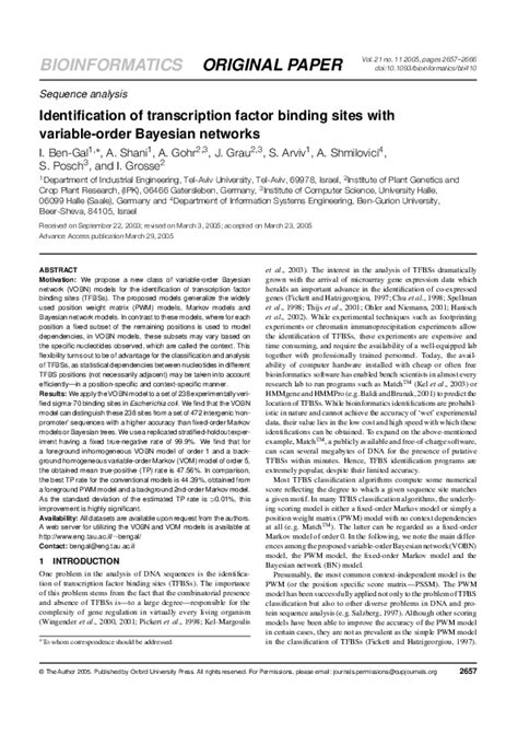 Pdf Identification Of Transcription Factor Binding Sites Derived From