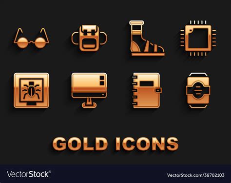 Set Computer Monitor Screen Processor With Cpu Vector Image