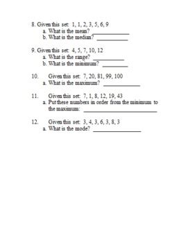 Mean Median Mode And Range Quiz By Hillary Leatherman TPT