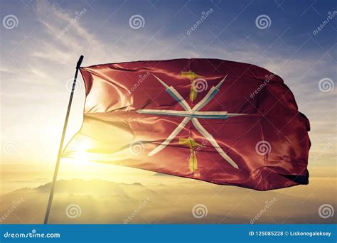 Tula Oblast of Russia Flag Textile Cloth Fabric Waving on the Top Stock ...