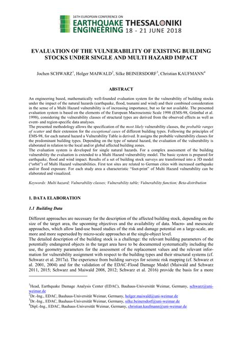 Pdf Evaluation Of The Vulnerability Of Existing Building Stocks Under