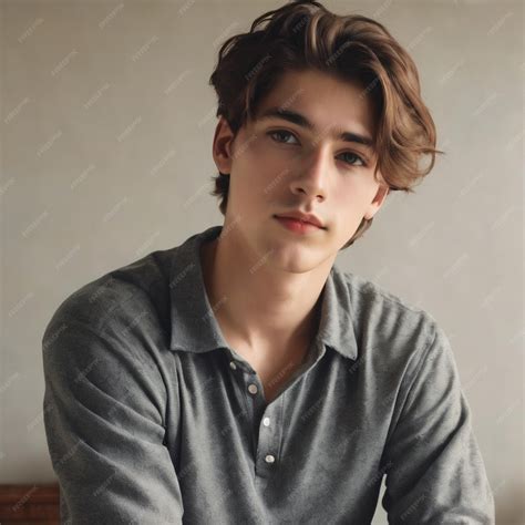 Joven Y Guapo Muchacho De 18 Años Con El Cabello Marrón Con Un Color