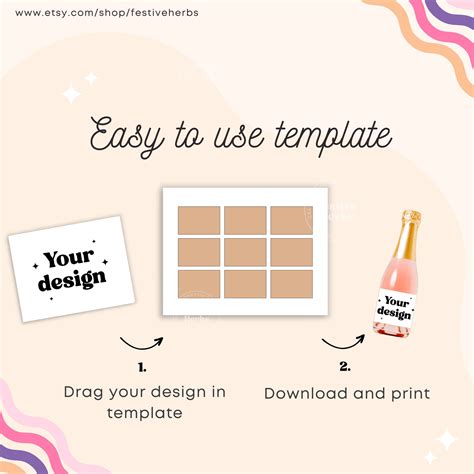 Mini Champagne Bottle Label Template Mini Champagne Label Template Svg