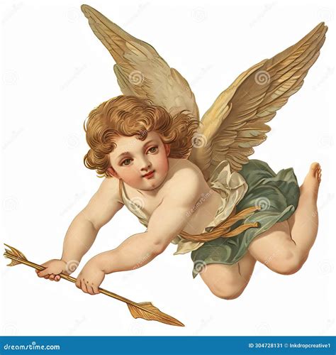 Valentine Cute Cupid Cherub Vintage Style Illustration Stock