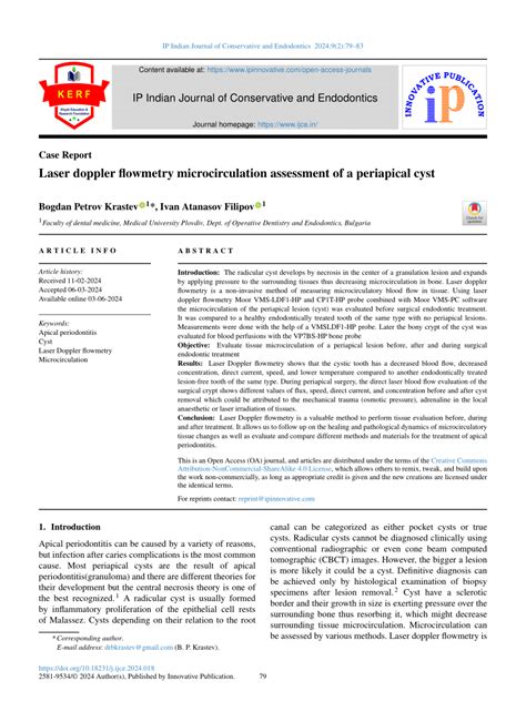 Pdf Laser Doppler Flowmetry Microcirculation Assessment Of A