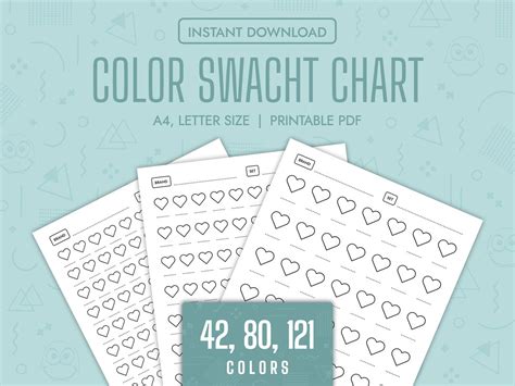 Color Swatch Chart Blank Color Chart Printable Color Swatch Template