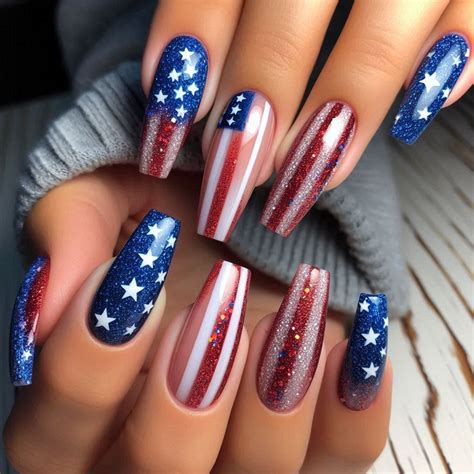Best 13 21 Unique Patriotic Nails 2025 With Red Blue Sparkle Glitter