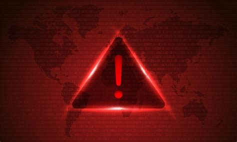 Premium Vector Attention Danger Hacking Neon Symbol On Map Dark Red Background System Hacked