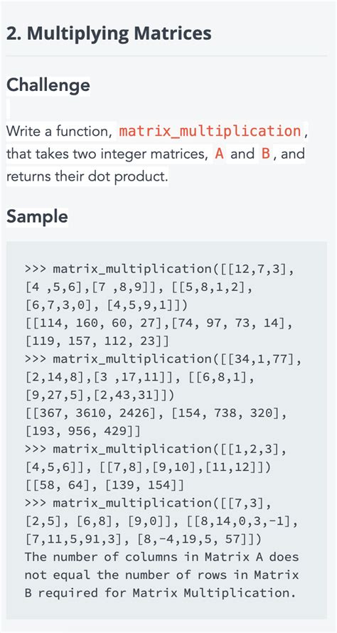 Solved Multiplying Matrices Challenge Write A Function Chegg