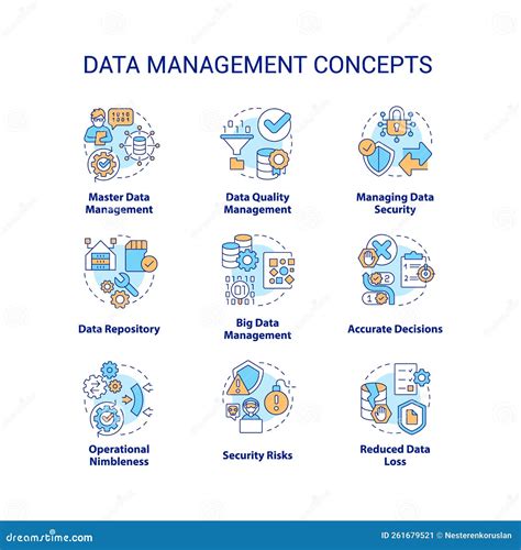 Data Management Concept Icons Set Stock Vector Illustration Of Linear