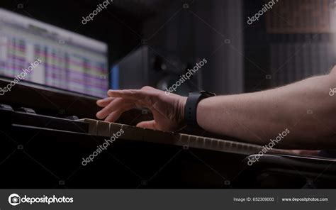 Audio Engineer Producer Uses Midi Controller Digital Electric Piano