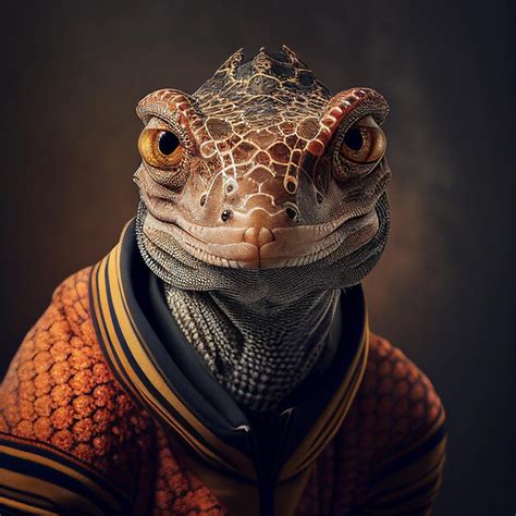 Premium Ai Image Realistic Lifelike Lizard In Sport Sporty Workout Exercise Outfit