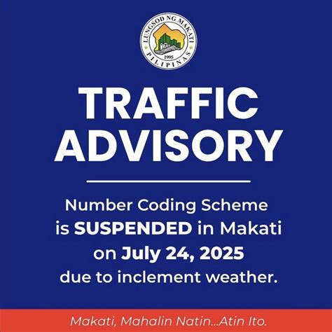 Daily Number Coding Suspended Makati Has Suspended The Number Coding