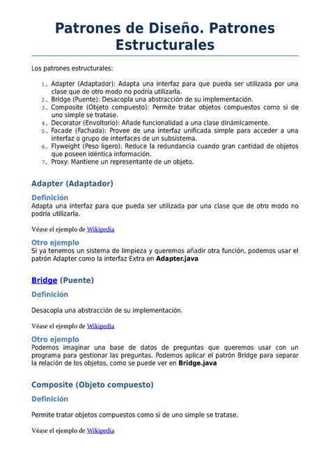 Patrones Diseño Java Estructurales Patrones De Diseño Patrones Estructurales Los Patrones