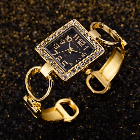 Ready Stock Simple Vintage Quartz Water Drill Square Watch Luxury Classic Analog Rose Gold