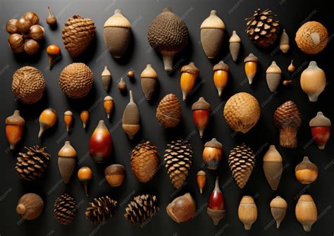 Premium Ai Image A Collection Of Various Types Of Acorns Displayed