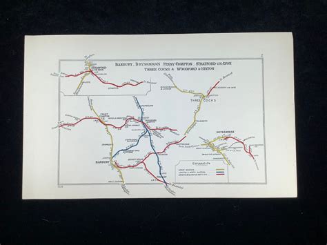 1928 Railway Map Banbury Brynamman Fenny Compton Stratford On Avon Three Cocks Woodford And Hinton