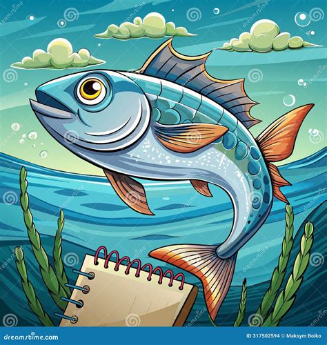 Alewife Fish Animated Stands Sea Notepad Vector