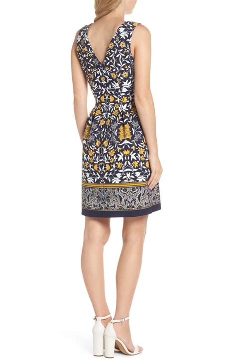 Vince Camuto Print Scuba Crepe Fit And Flare Dress Nordstrom