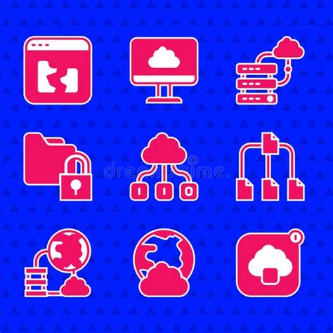 Set Cloud Technology Data Transfer Social Network Folder Tree