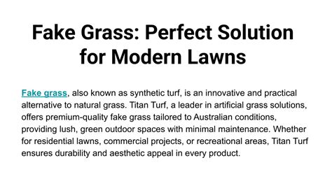 Ppt Fake Grass Perfect Solution For Modern Lawns Powerpoint Presentation Id13959551