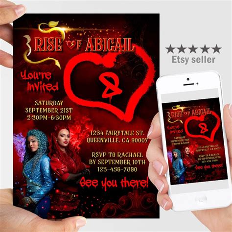 Rise Of Red Descendants Invitations Etsy