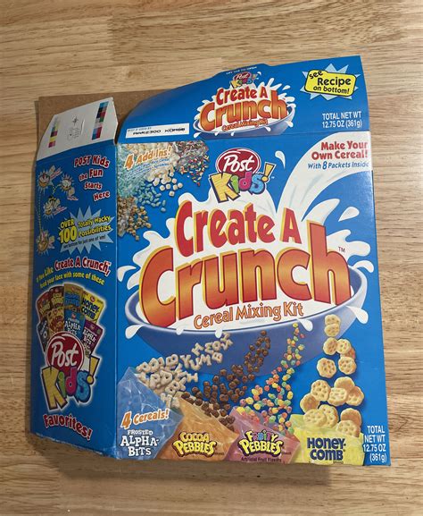 Rare Vintage Empty Post Cereal Box 1999 Create A Crunch Cereal Mixing