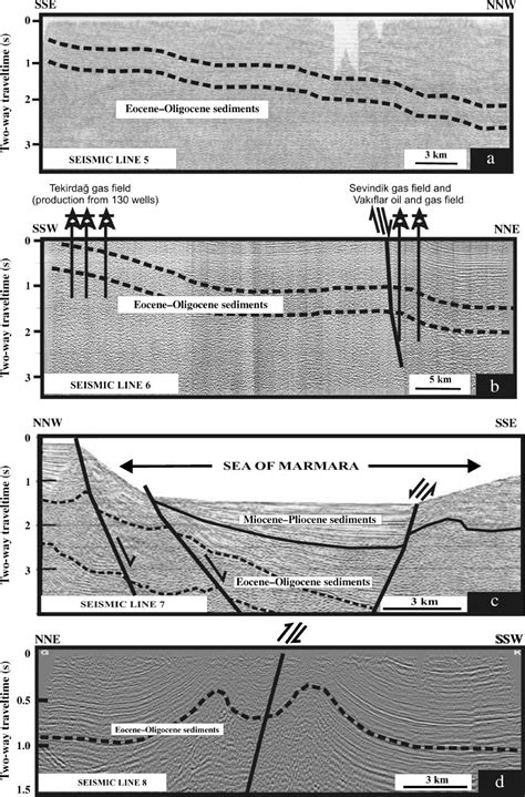 A Time Migrated Seismic Section Along Line 5 See Figure 1 For The