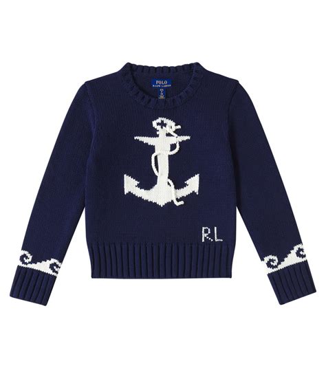 Polo Ralph Lauren Anchor Intarsia Cotton Sweater In Blue Endource
