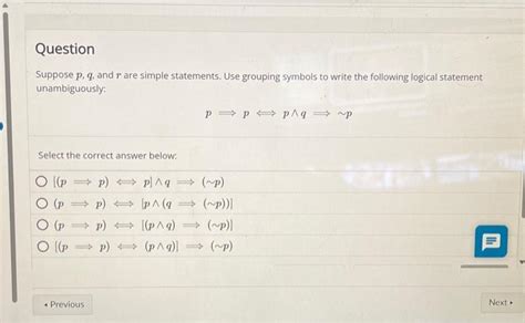 Solved 12 Suppose P Q And R Are Simple Statements Use