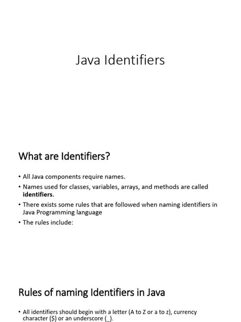 Java Identifiers Lesson Pdf Constructor Object Oriented