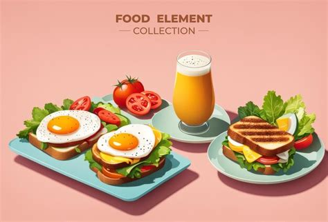 Premium Photo Collection Set Of Food Elements