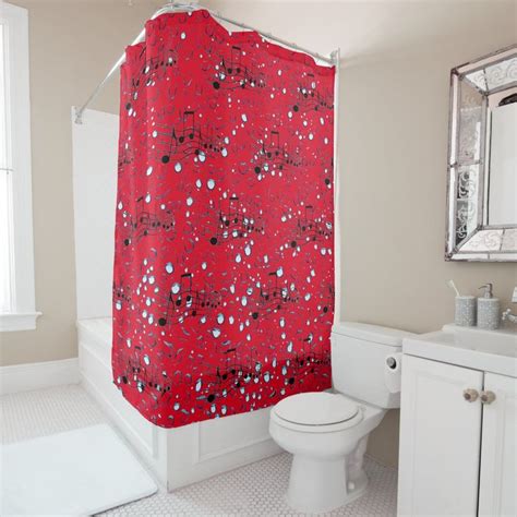 Red Musical Mode Shower Curtain Zazzle Red Shower Curtains